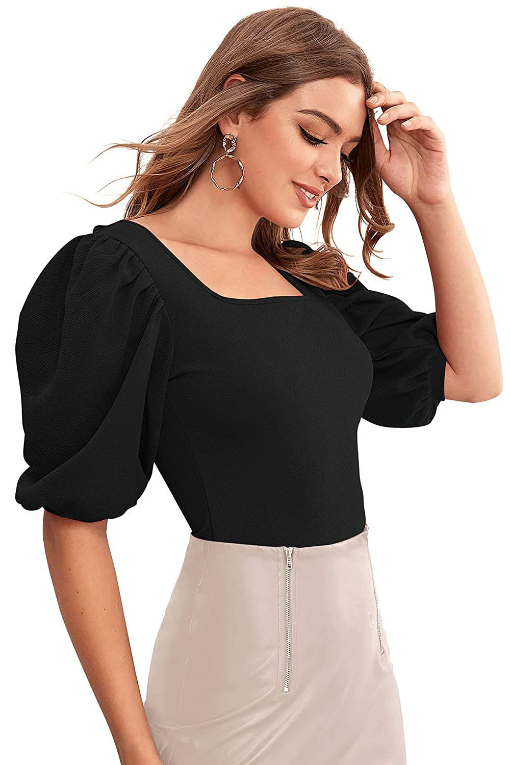 Illi London Square Neck Puff Sleeve Top