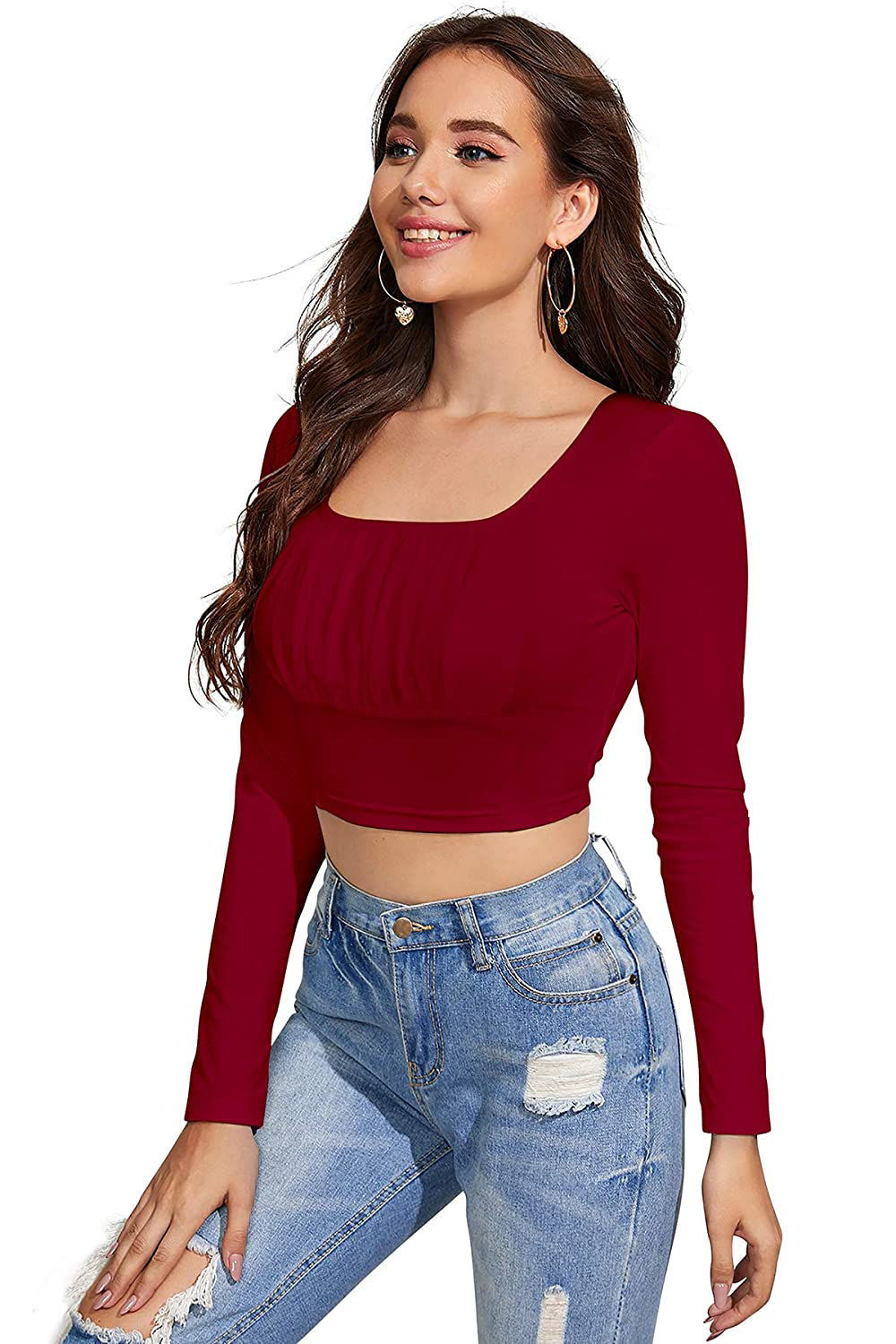 ILLI London. Full sleeve square neck crop top