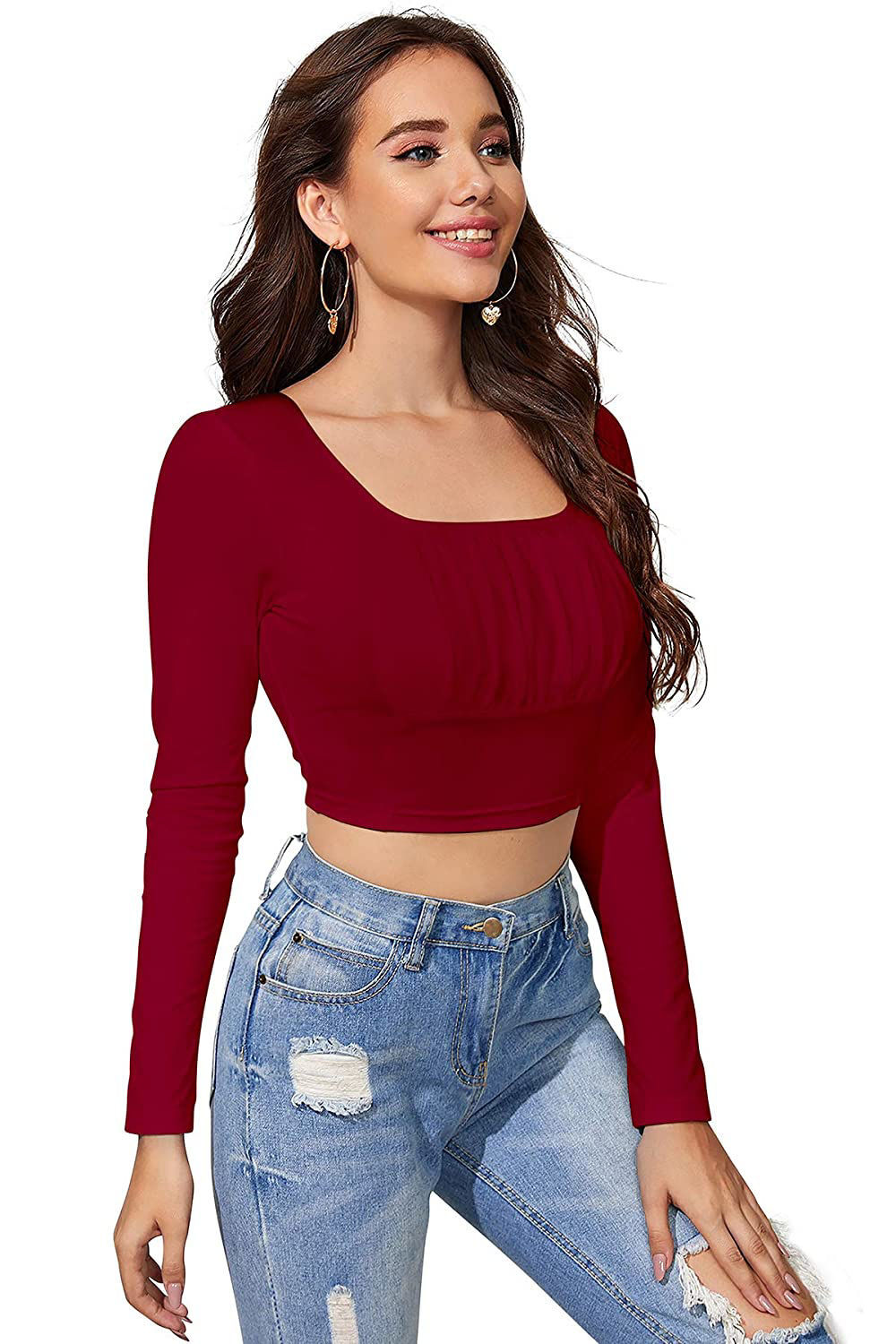 ILLI London. Full sleeve square neck crop top